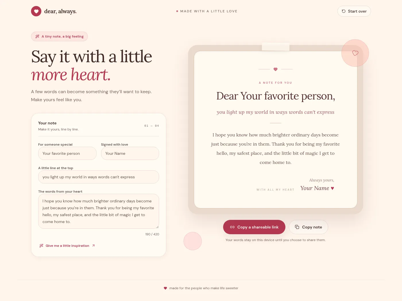 Personalized Love Notes