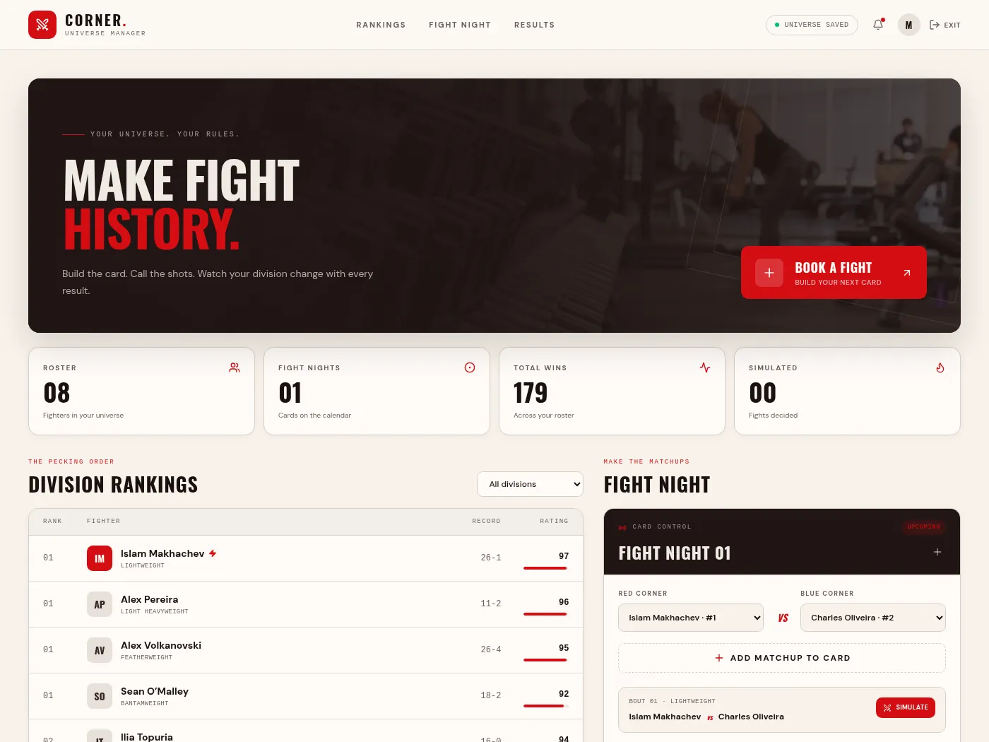 UFC Universe Manager