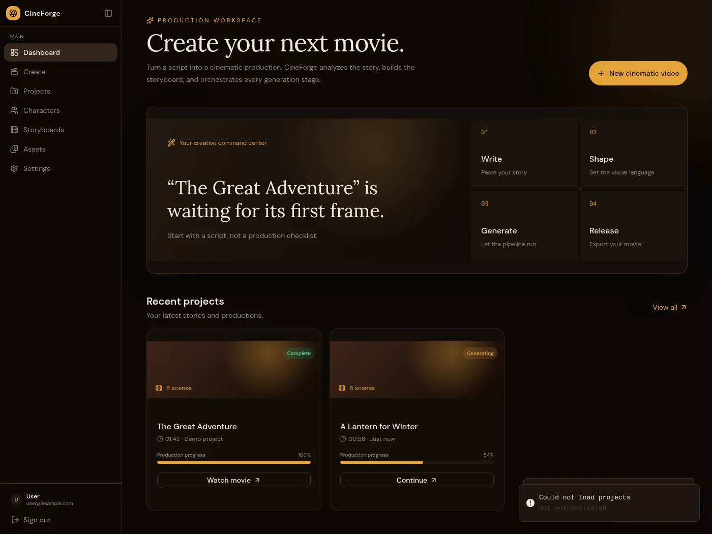 CineForge Cinematic AI Studio