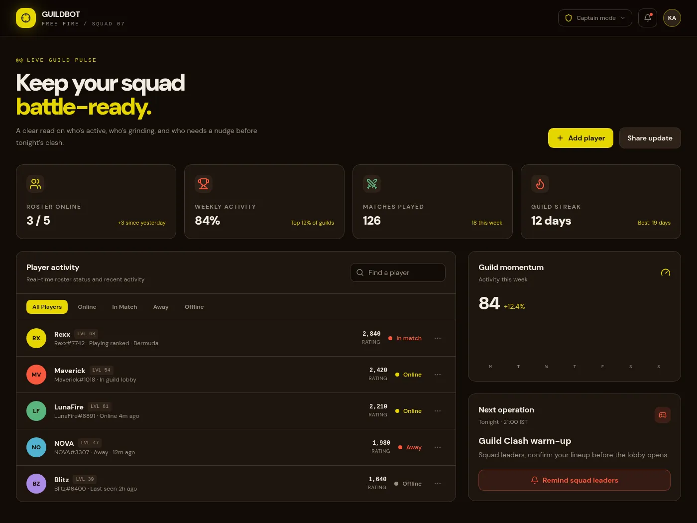 GuildBot Free Fire Manager