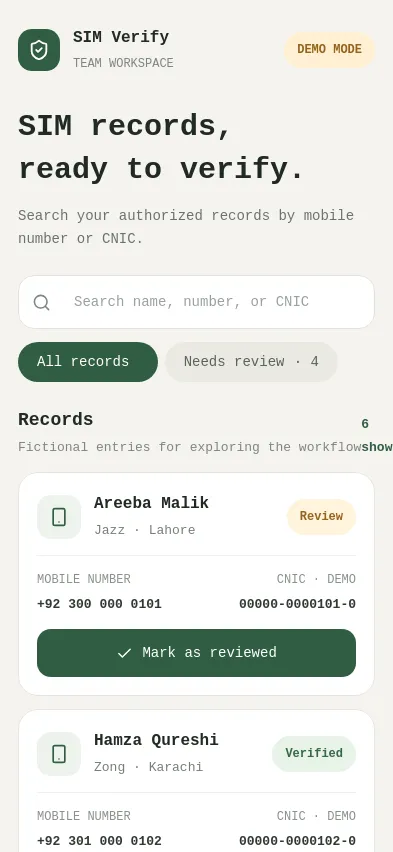 SIM Verify Pakistan