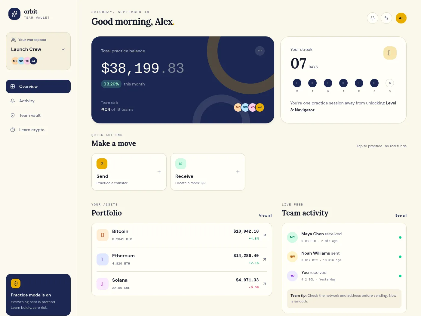 Team Crypto Wallet Simulator