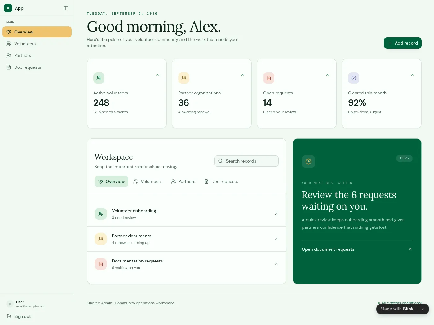 Volunteer Admin Hub