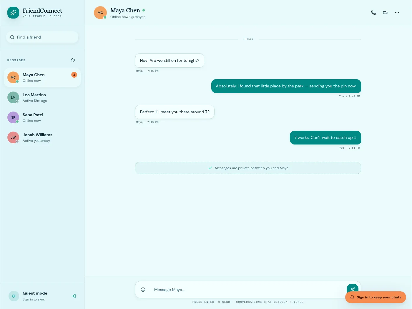FriendConnect Messenger