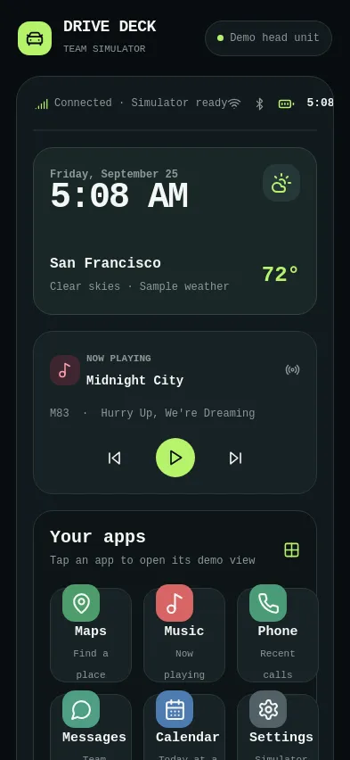 Simulated CarPlay Dashboard