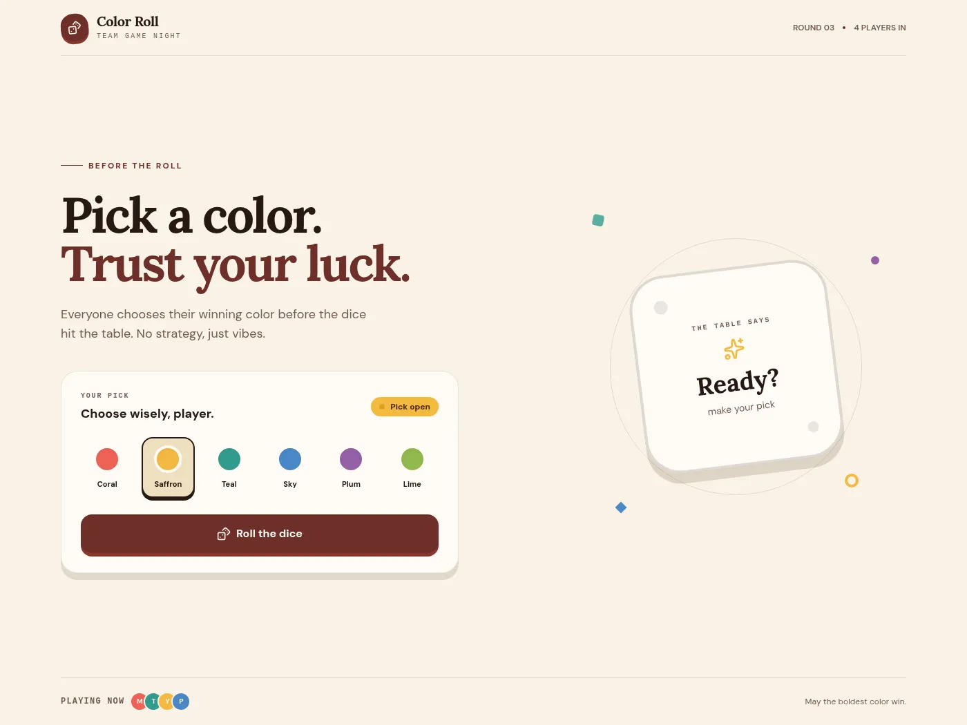Dice Color Picker