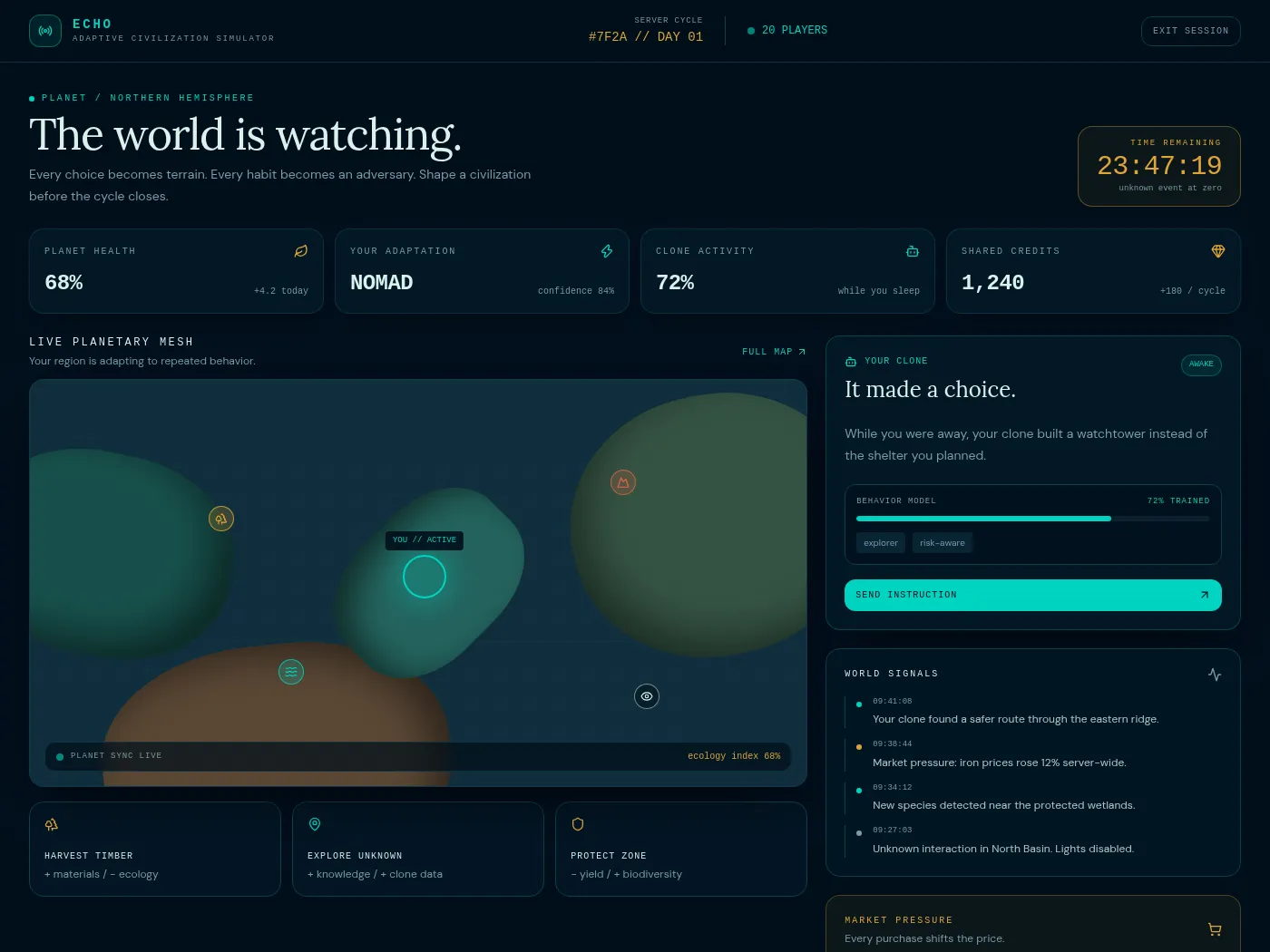 Adaptive Civilization Simulator