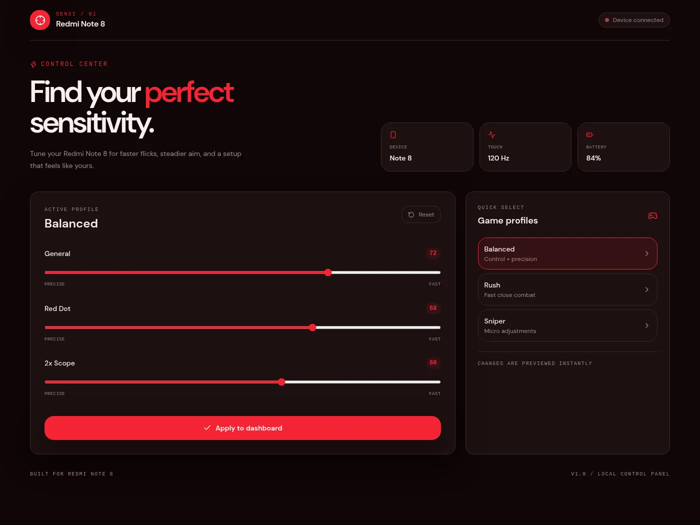 Sensi Control Dashboard