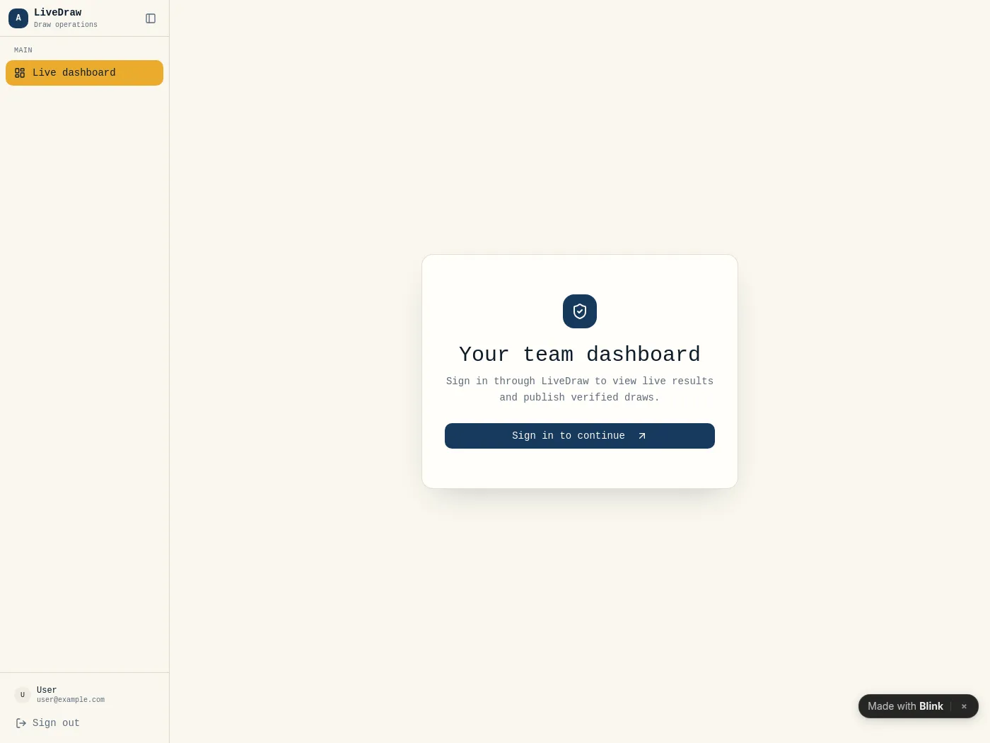 LiveDraw Dashboard