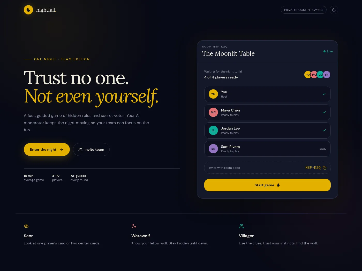AI Werewolf Game