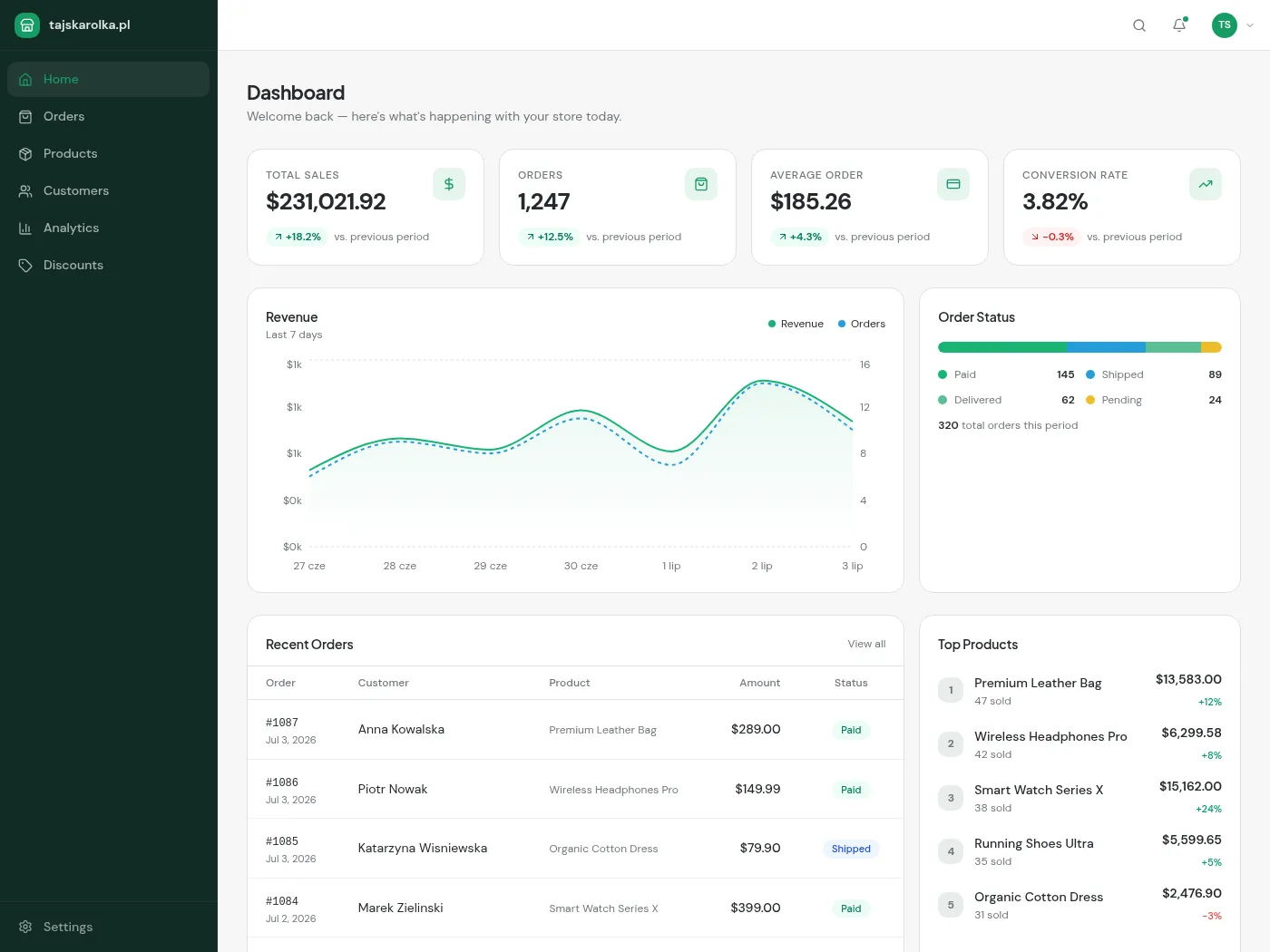 Shopify Demo Dash