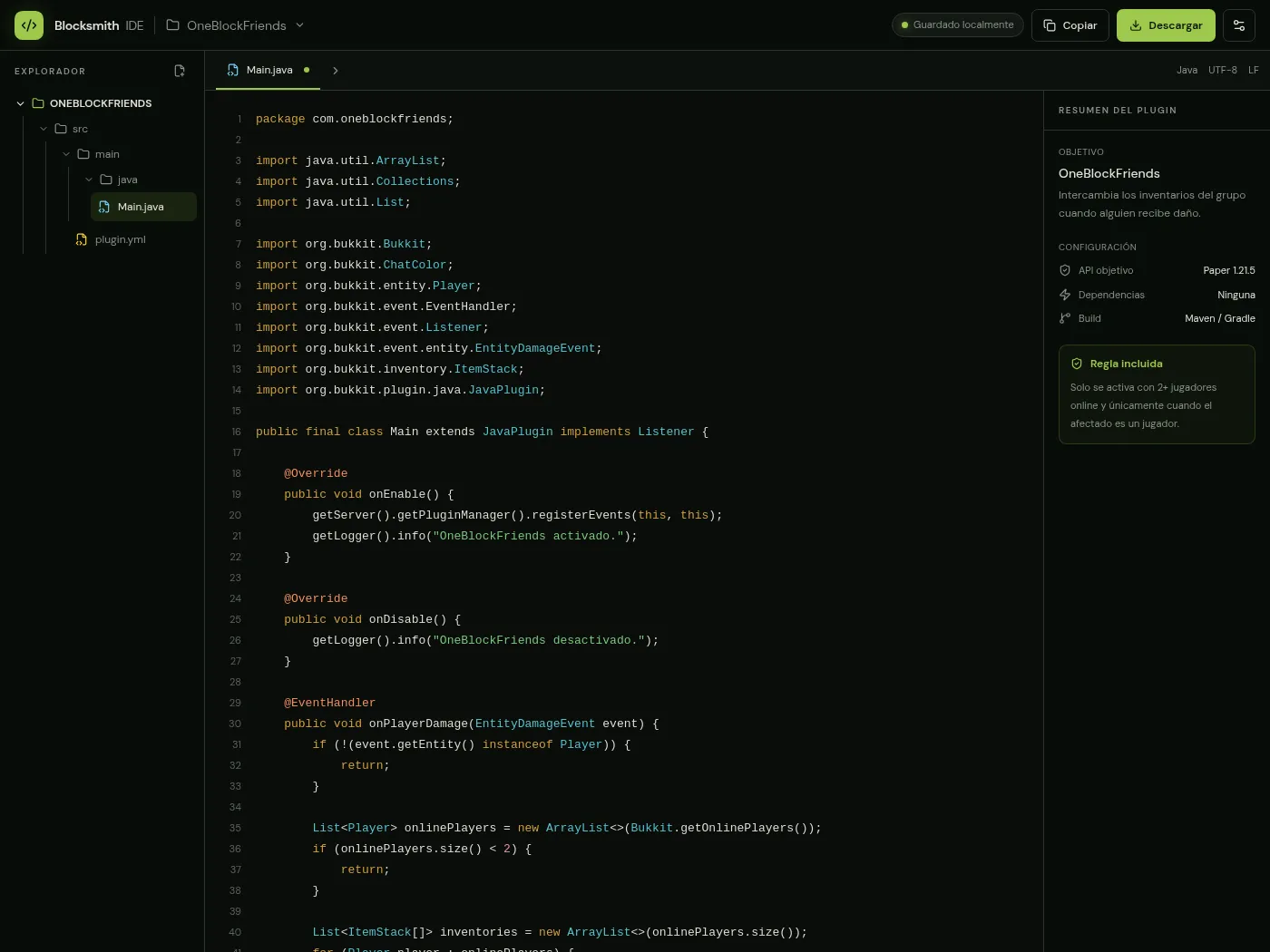 Minecraft Plugin IDE Cloud
