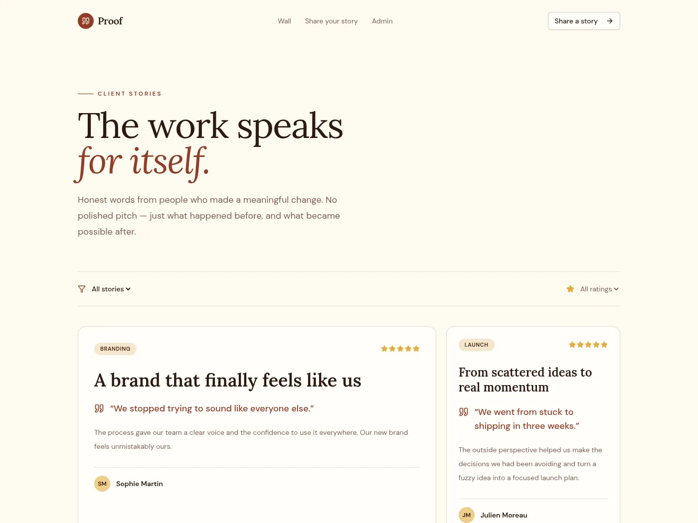 AI Testimonial Wall