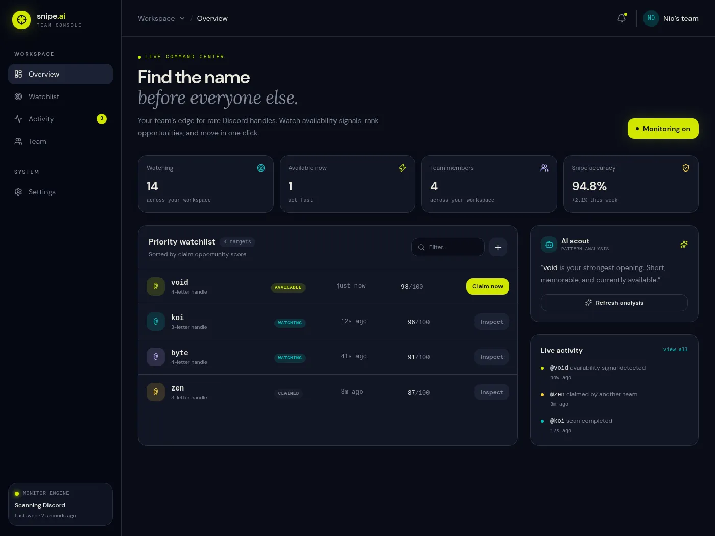 Discord Snipe AI
