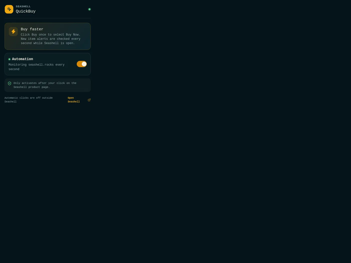 Seashell QuickBuy Extension