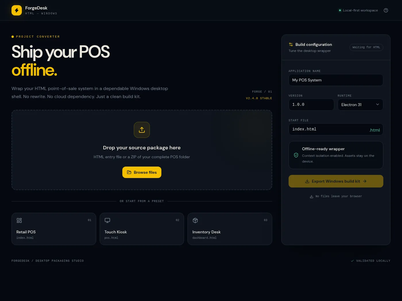 HTML POS to EXE Converter