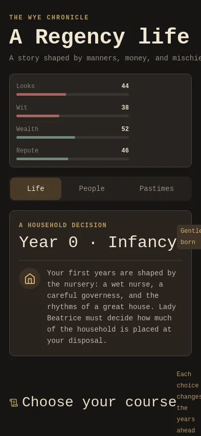 Regency Life Simulator