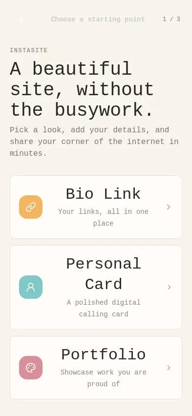 InstaSite Mobile Builder