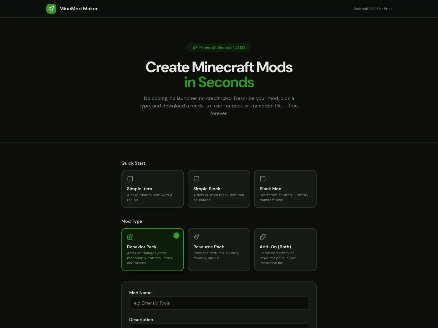 MineMod Maker