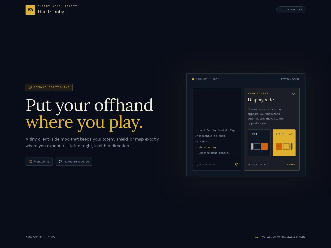 Hand Config Mod UI