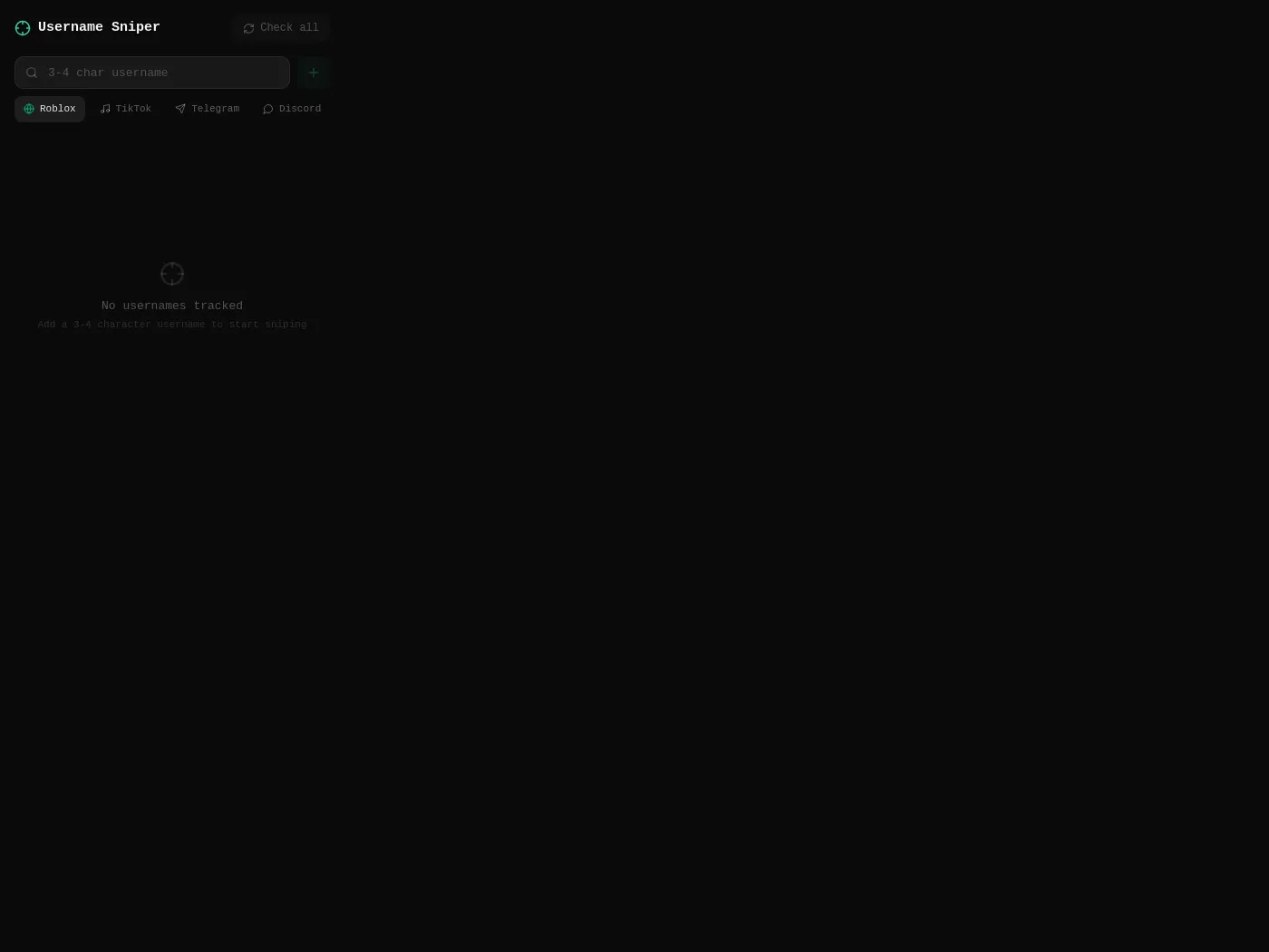 Username Sniper Extension