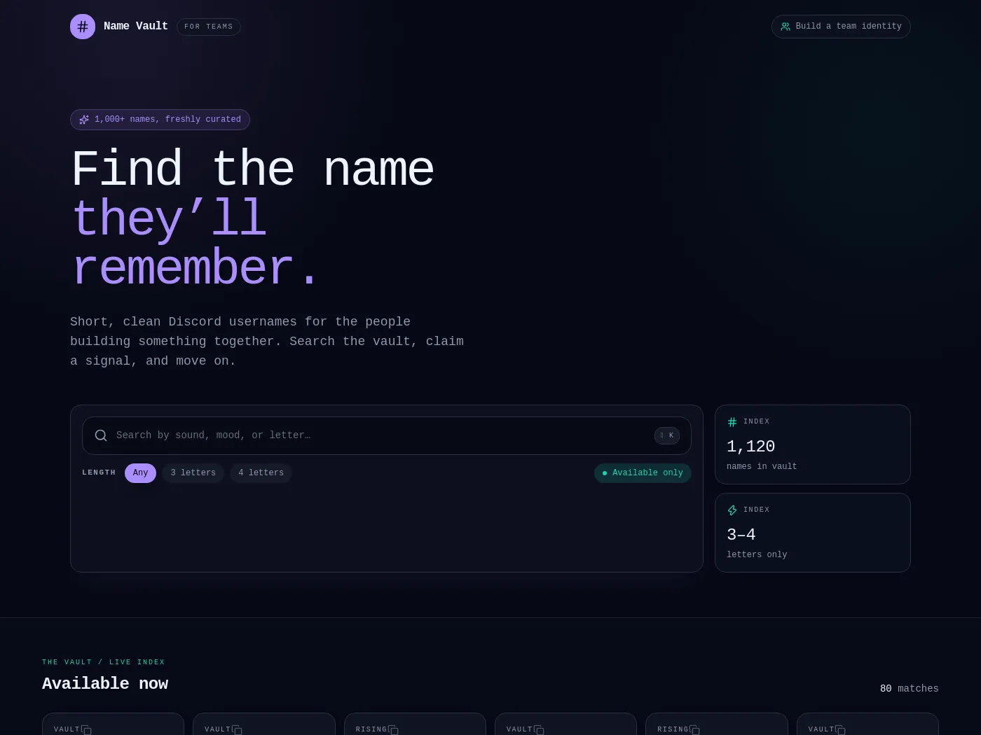 Discord Name Vault