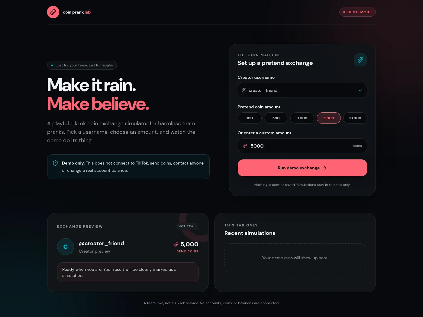 TikTok Coins Prank Demo
