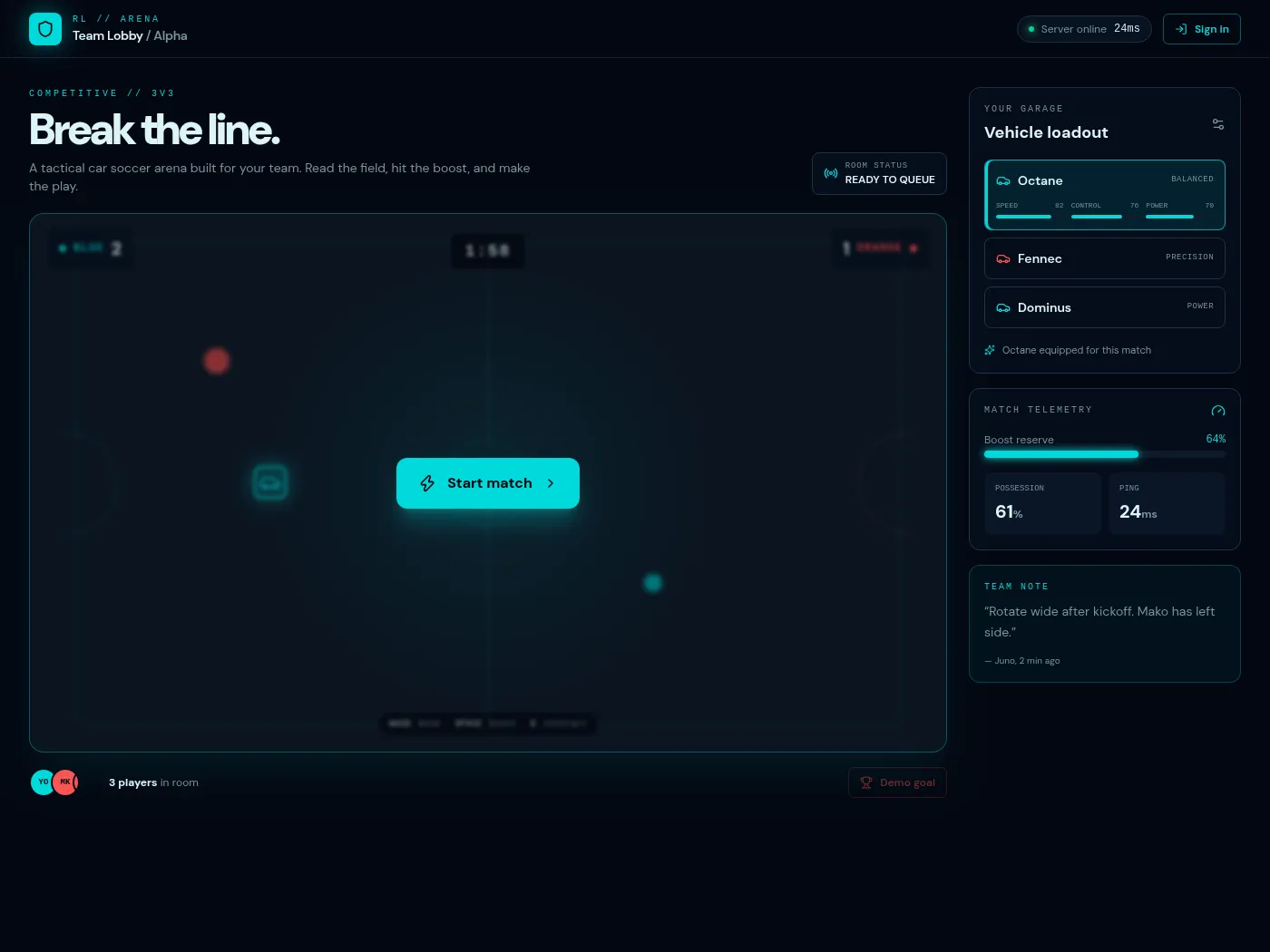Rocket League Web Arena