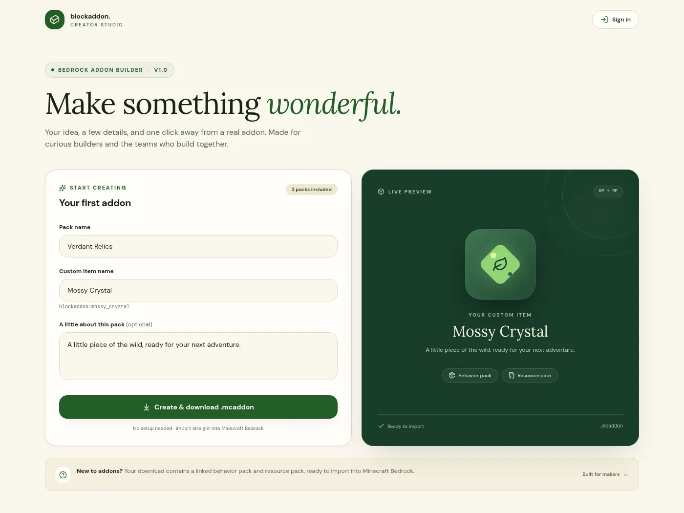 BlockAddon Creator