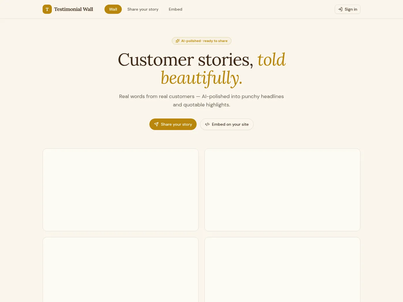 Testimonial AI Wall
