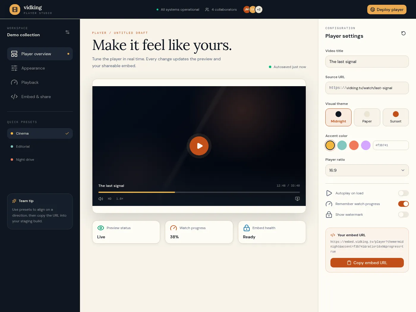 Vidking Player Configurator