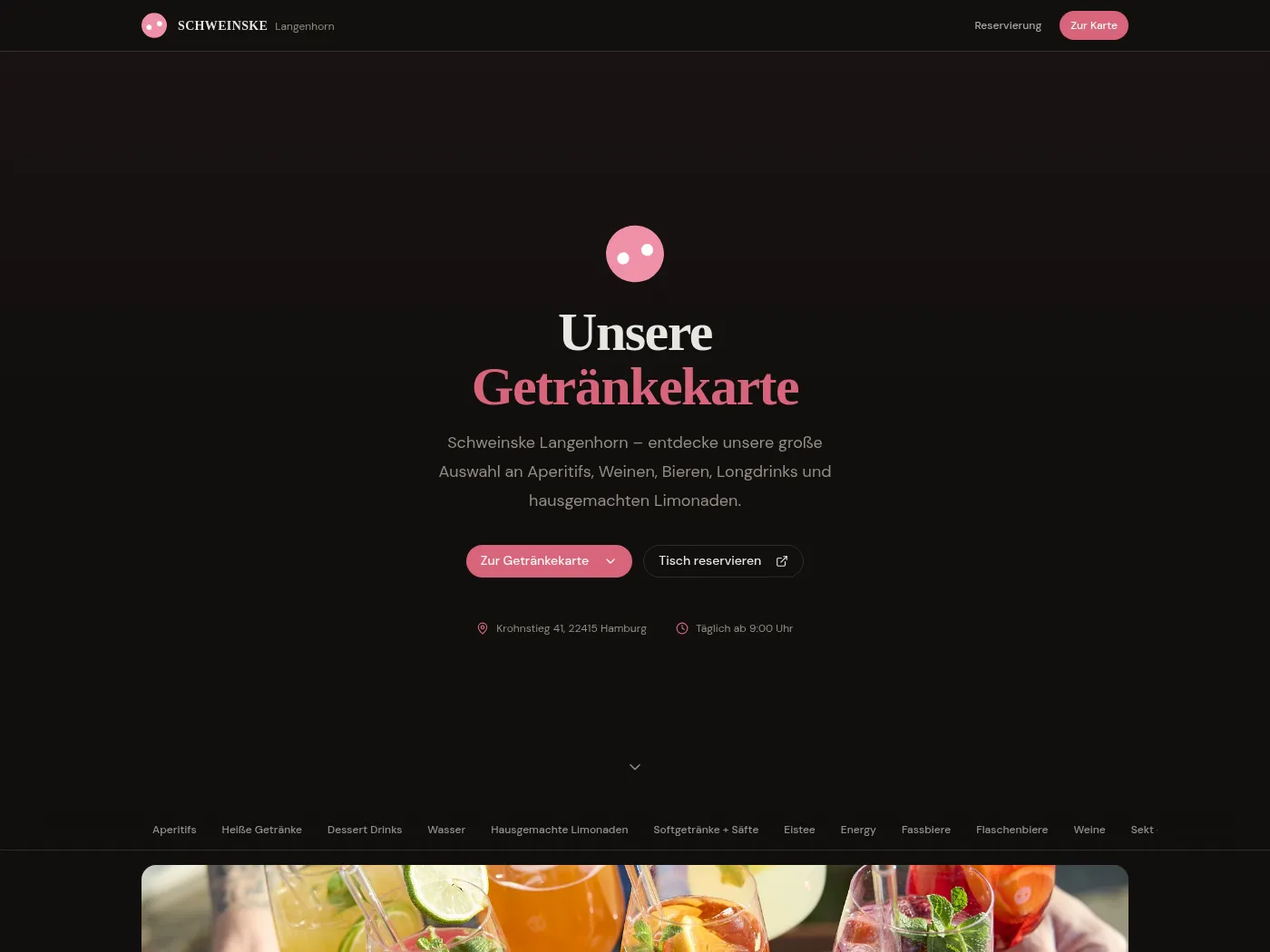 Schweinske Drinks Menu