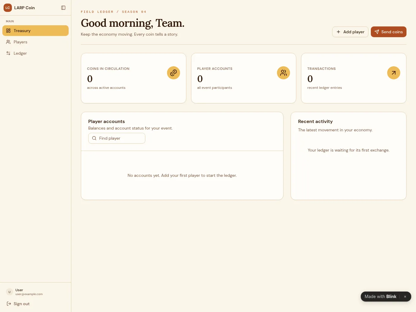 LARP Coin Manager