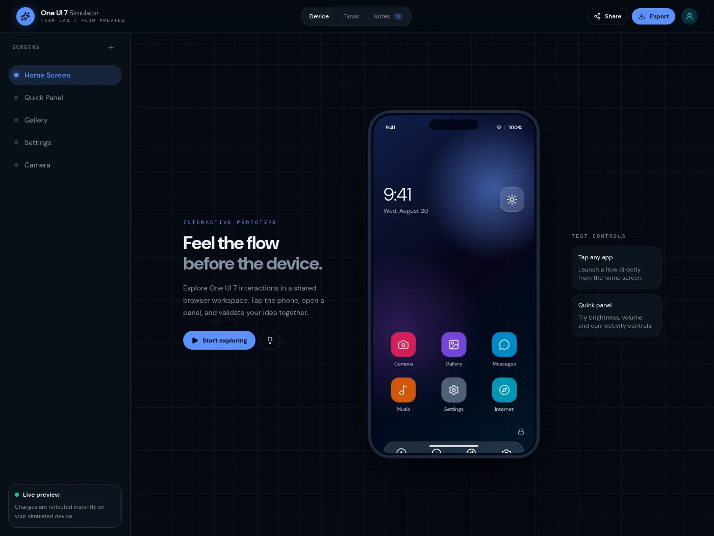 One UI 7 Web Simulator