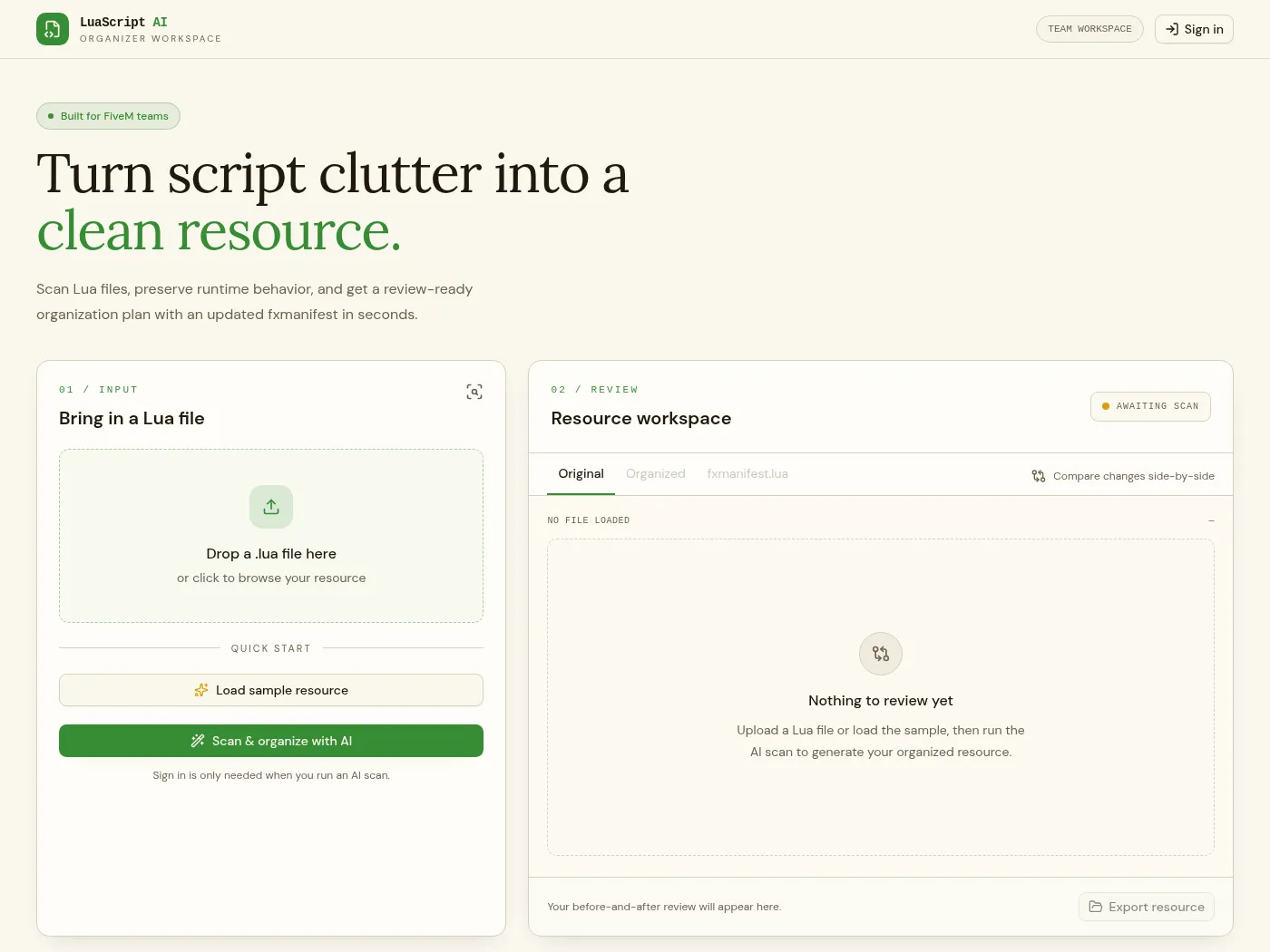 LuaScript AI Organizer