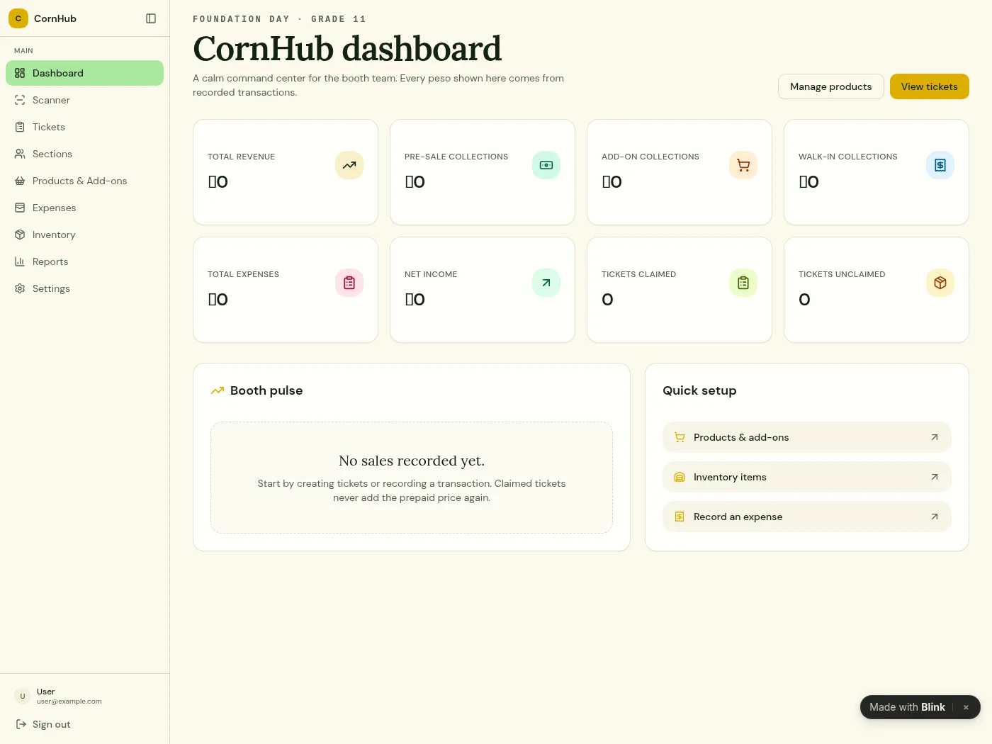 CornHub Booth Manager