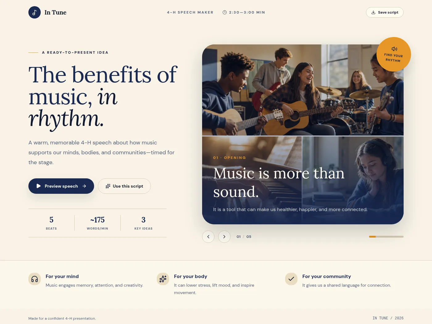 Music Benefits Speech Maker