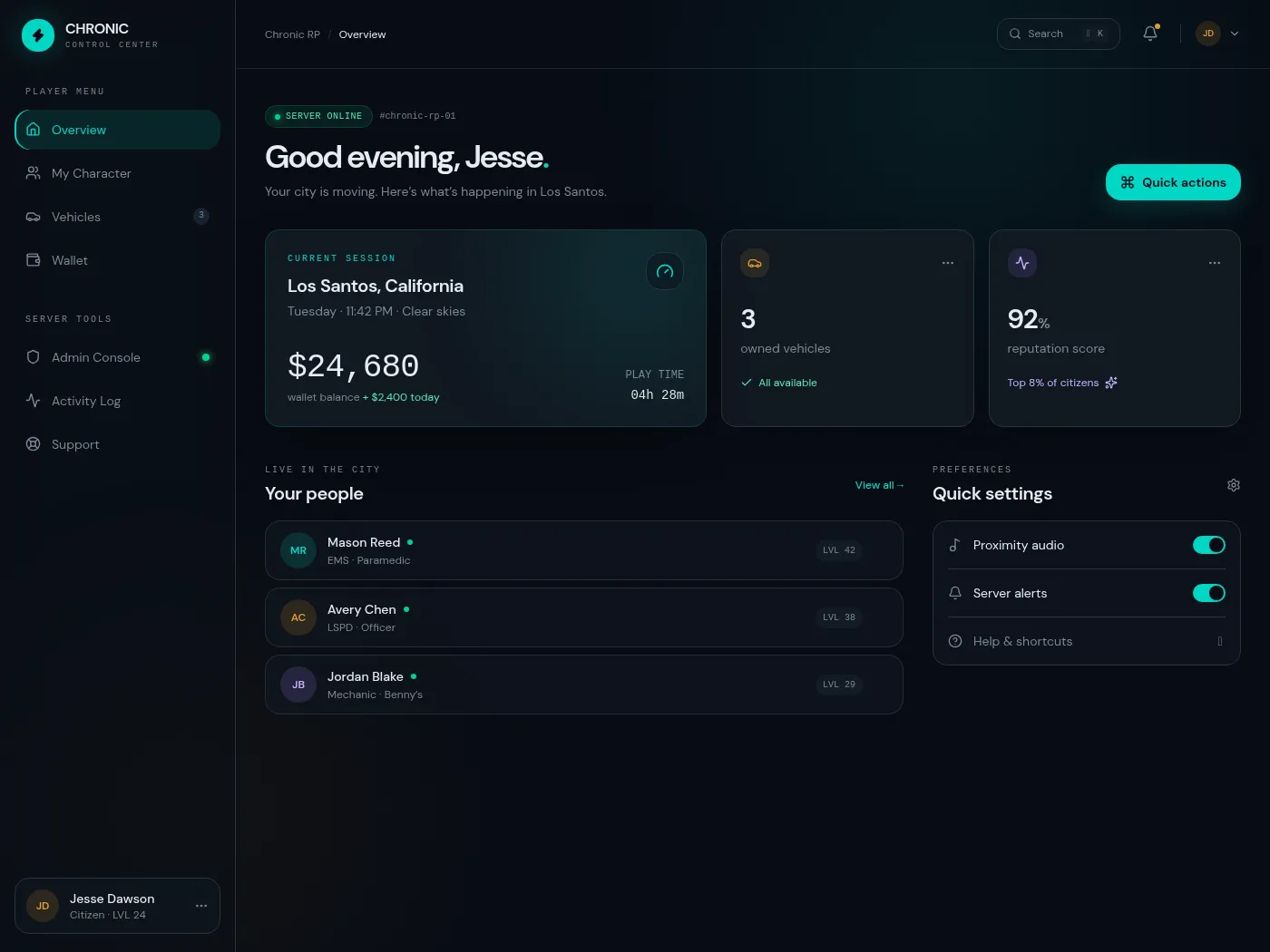 Chronic FiveM Menu UI