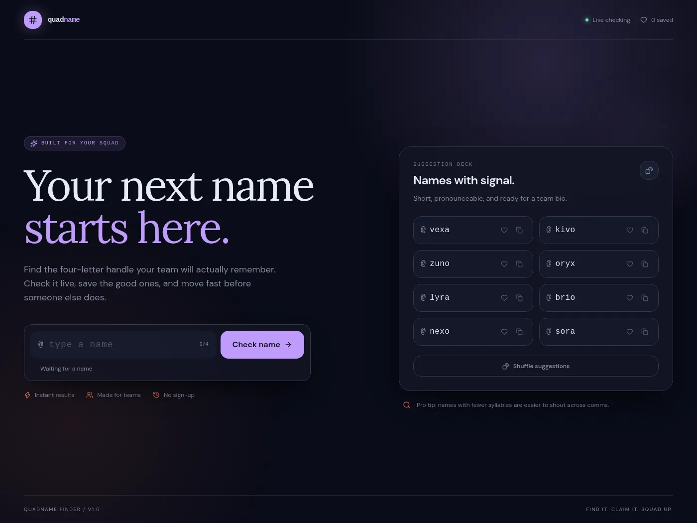 QuadName Finder
