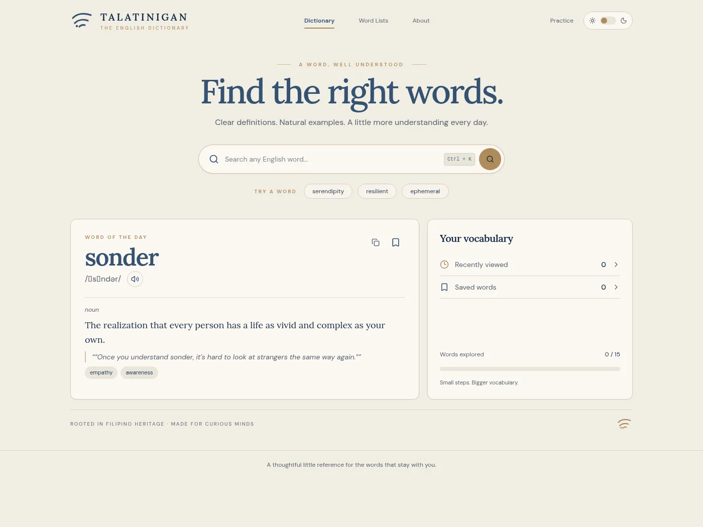 Talatinigan Dictionary App