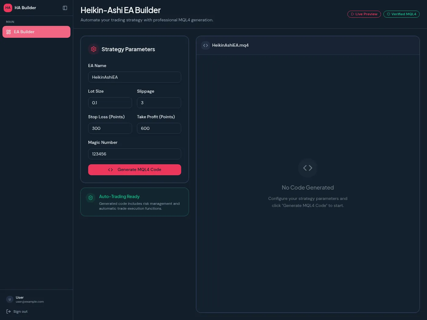 Heikin-Ashi EA Builder