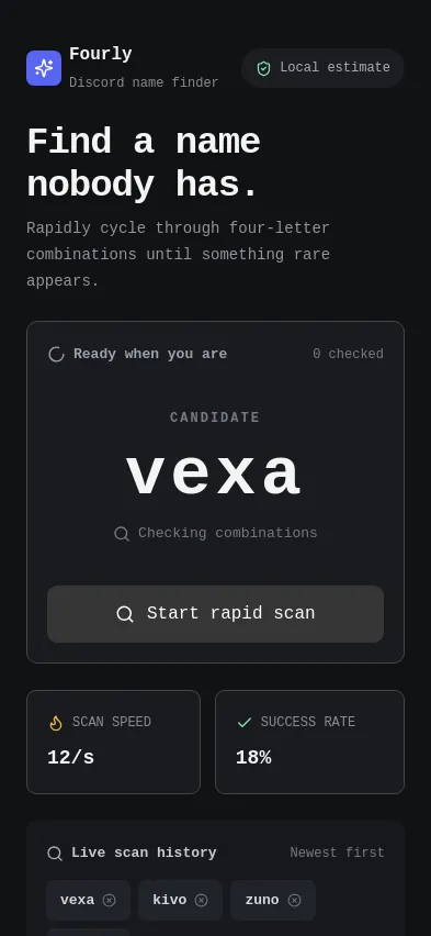 Discord 4-Letter Finder