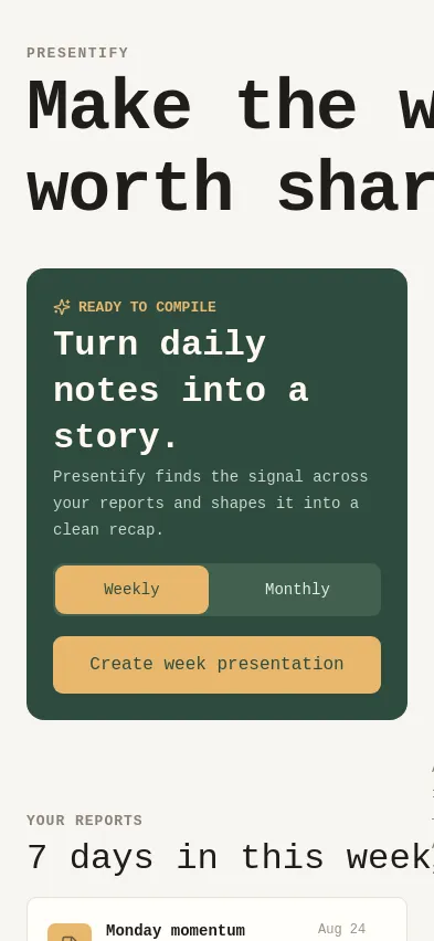 Presentify Reports