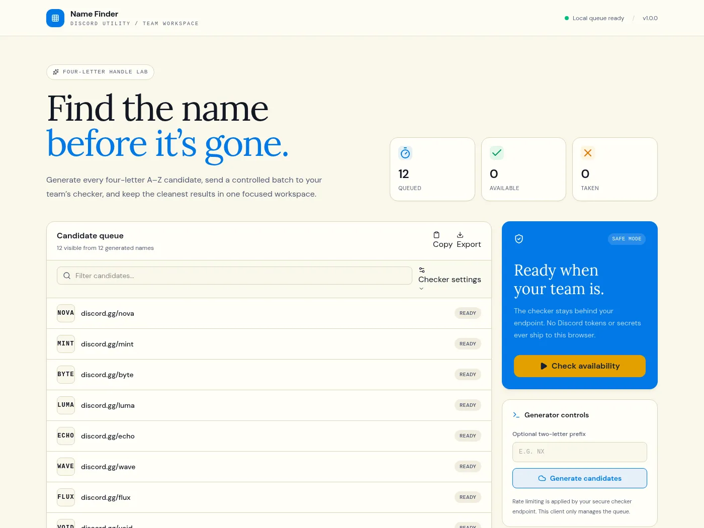Discord Name Finder