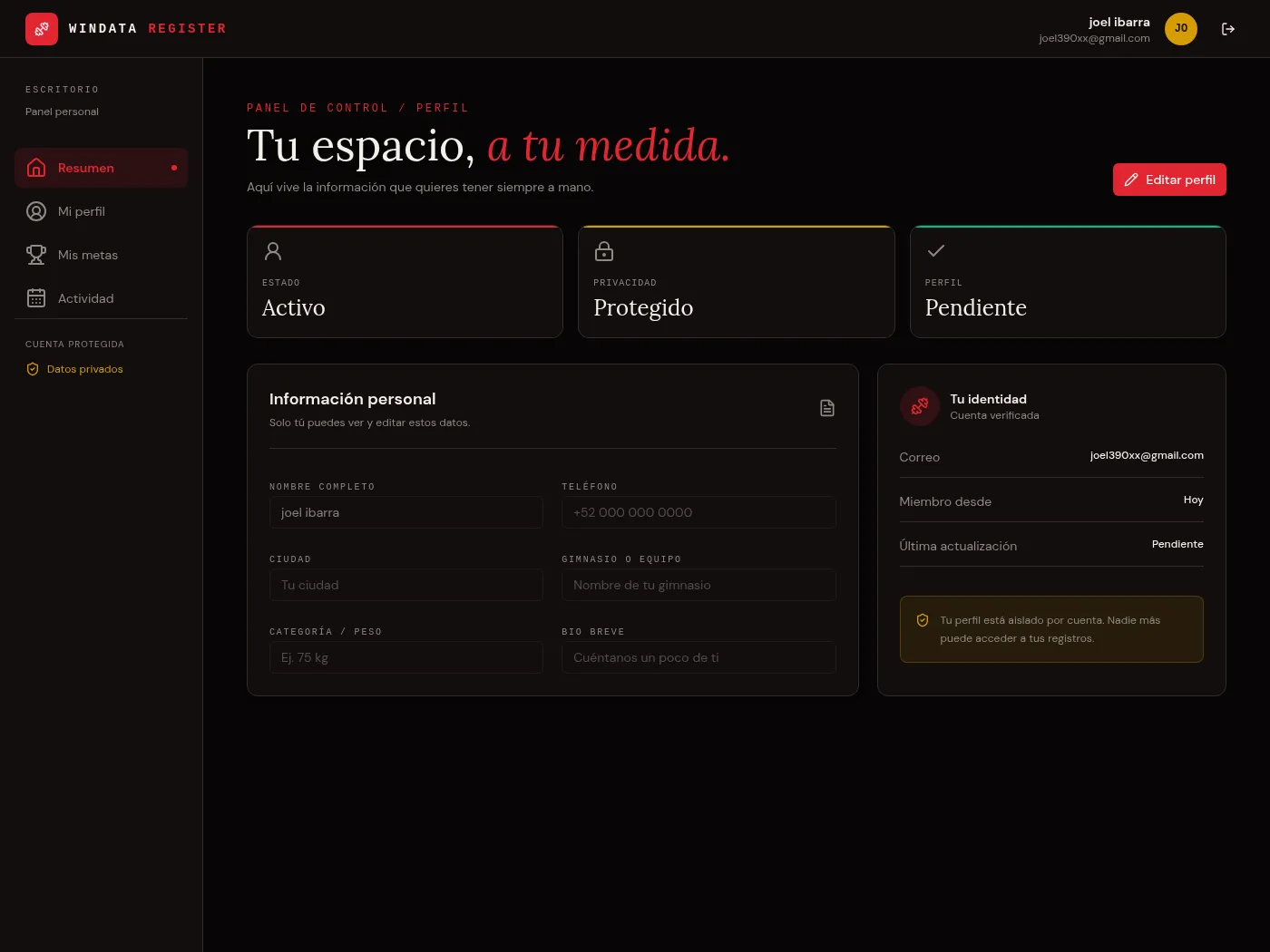 WinData Register App