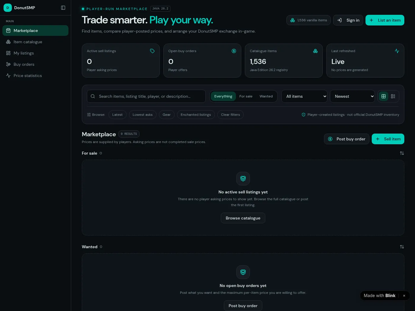 DonutSMP Marketplace Portal