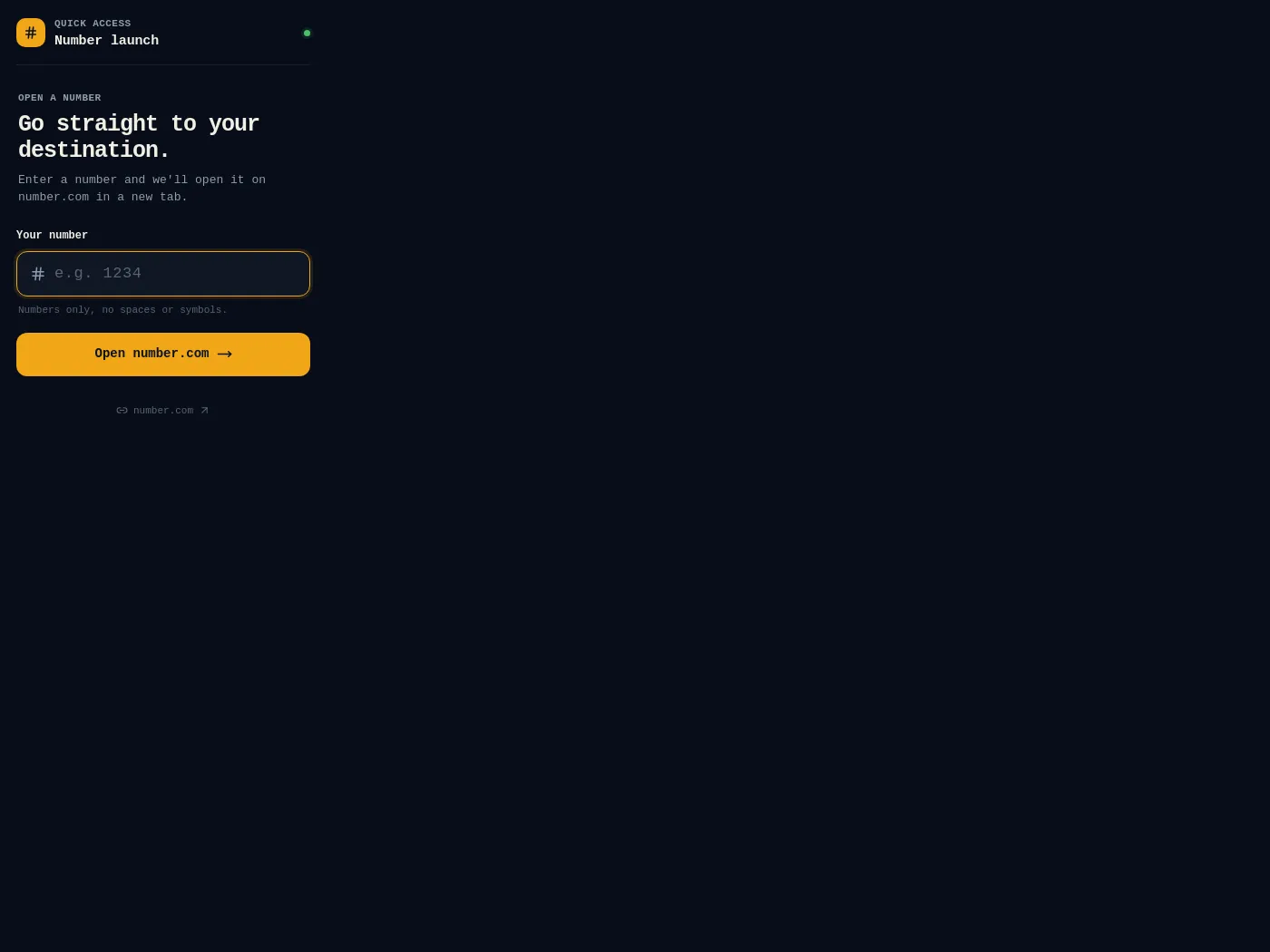 Number Launch Extension