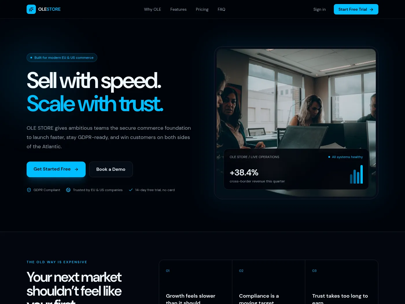 OLE Store Landing Page