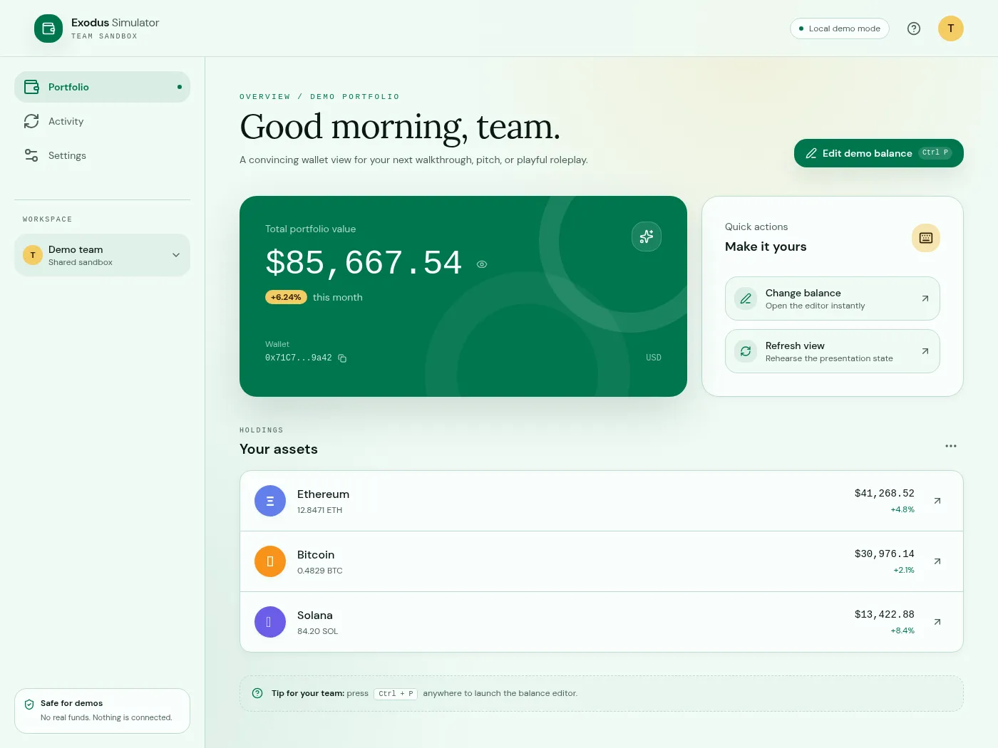 Exodus Wallet Simulator
