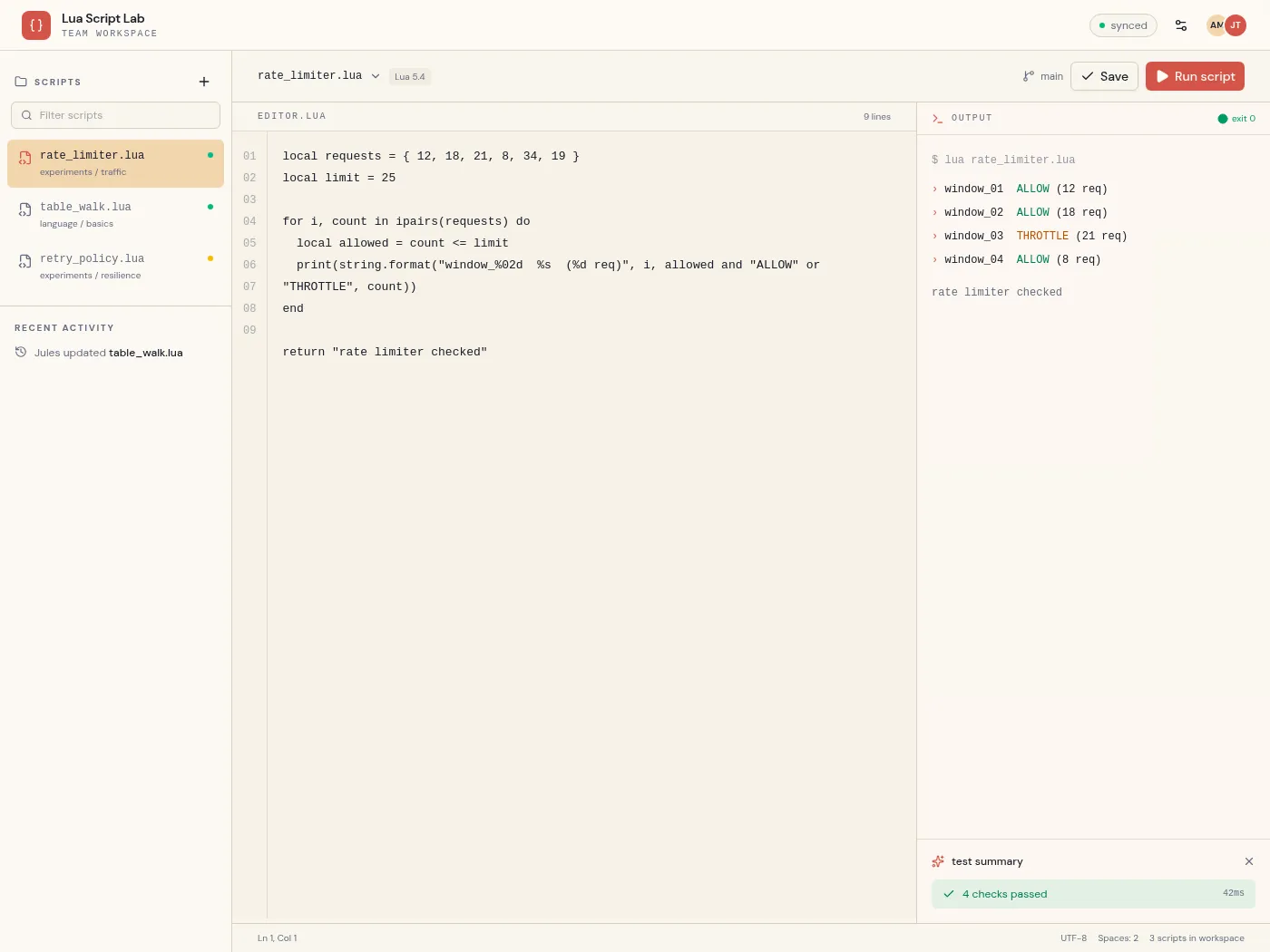 Lua Script Lab